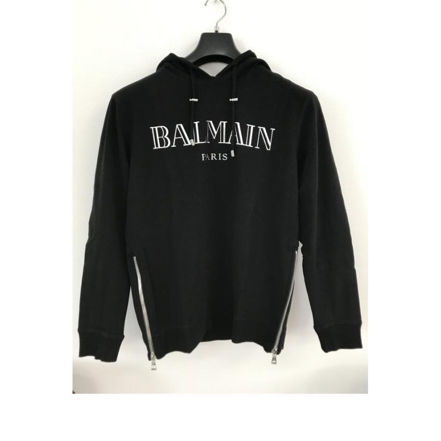 BALMAIN バルマン 8296 薄手 パーカー プルオーバー 長袖 L メンズ ブラック 黒 ロゴ シルバー プレゼント カジュアル オシャレ : balmain8296 : Colemo ...