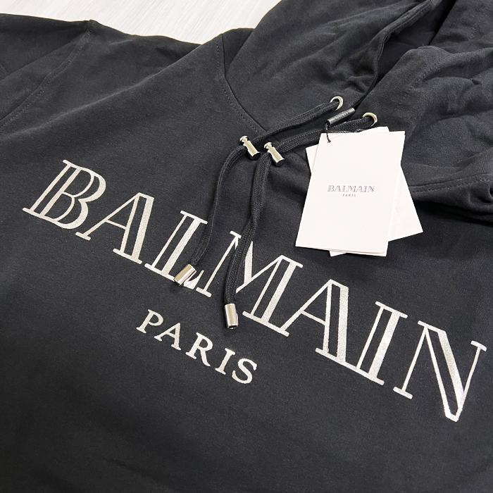 BALMAIN バルマン 8296 薄手 パーカー プルオーバー 長袖 L メンズ ブラック 黒 ロゴ シルバー プレゼント カジュアル オシャレ : balmain8296 : Colemo ...