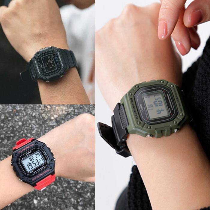 CASIO（カシオ） 腕時計 チプカシ チープカシオ W-218H デジタル スタンダード 1A 2A 3A 1BV 4B 4B2 ブラック ...