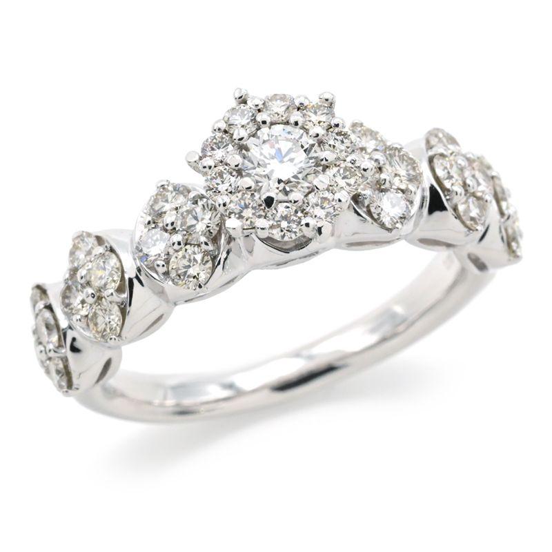 1.0ct天然ダイヤモンドリング 12号 K18WG ハーフダイヤモンド 7モチーフ 7P フラワーモチーフ ホワイトゴールド 地金4.8g 中古 送料無料 : コレクションシバ - 通販 ...