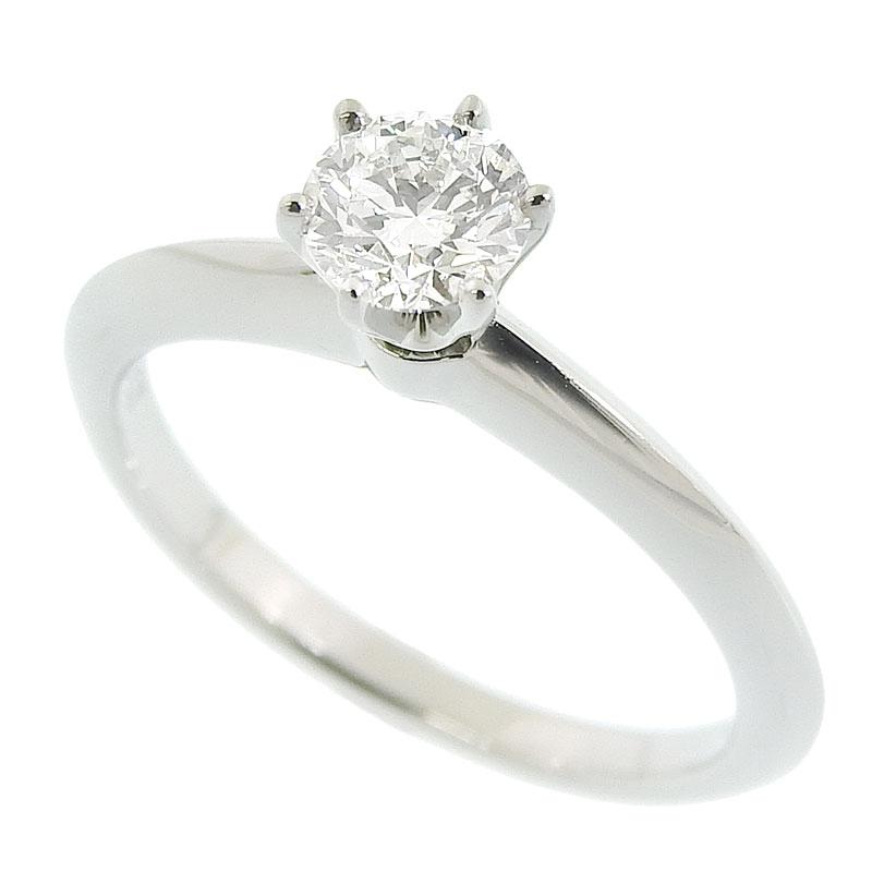 ティファニー ソリティアリング F-VS1-3EX 0.43ctダイヤモンド 8.5号 Pt950 新品仕上済 プラチナ 指輪 ジュエリー 中古 送料無料 :c240600021128 ...