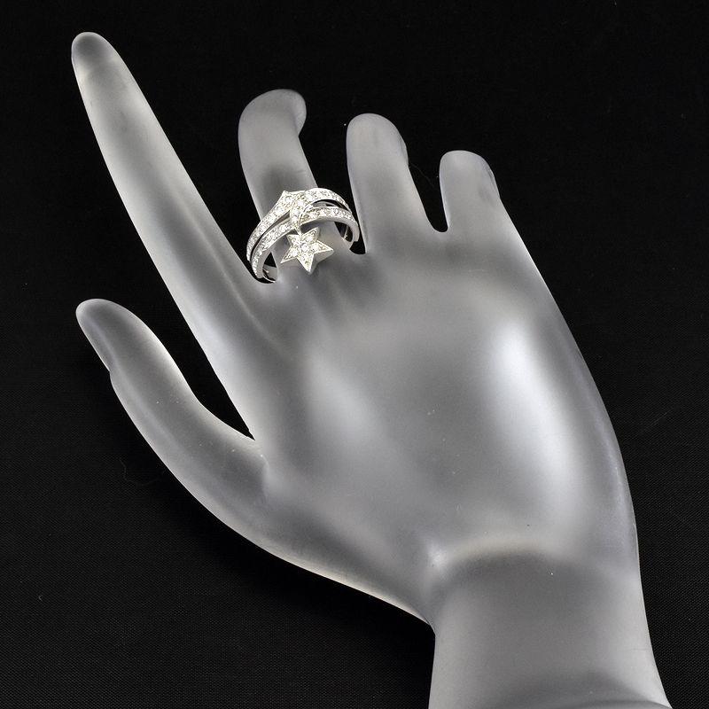 COMETE シャネル コメットコレクションリング #51 11号 J10812 K18WG 合計約0.5ctダイヤ スター 星 パヴェダイヤ ホワイトゴールド 中古 送料無料 ...