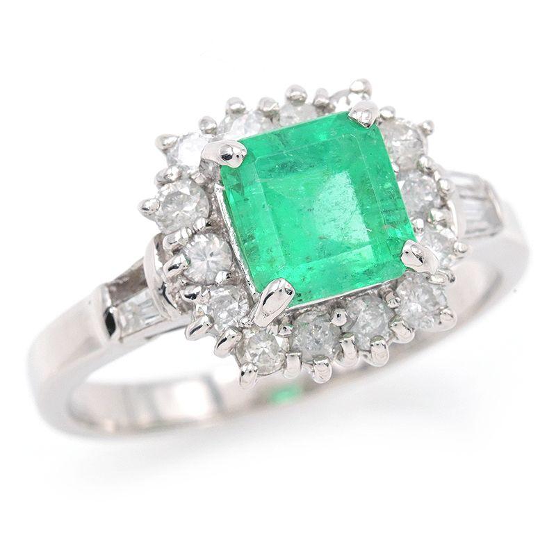1.2ct天然エメラルドリング 11.5号 Pt900 合計0.57ct天然ダイヤ エメラルドカット スクエア グリーン 1粒 プラチナ 地金4.8g 中古 送料無料 : コレクションシバ ...