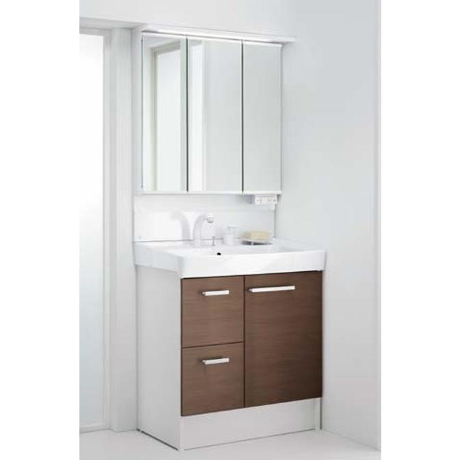 LIXIL LIXIL洗面化粧台オフトアジャストミラー(くもり止コート付) W750引出しタイプ シングルレバーシャワー水栓 プッシュワンウェイ式排水栓 扉ハイグレード : 住設コロシアム ...