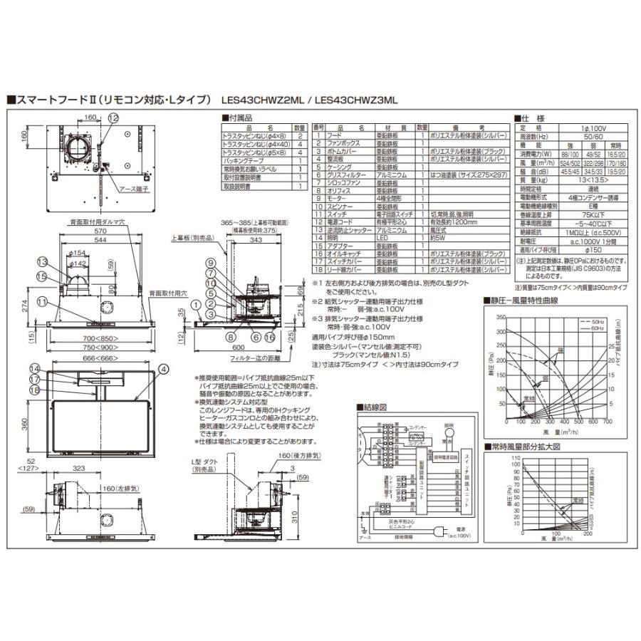 パナソニック スマートフード2 シロッコファン シルバー色 幅750ミリ LES43CHWZ2M(R・L) 北海道、沖縄及び離島は配送費別途。 : 住設コロシアム - 通販 - Yahoo ...