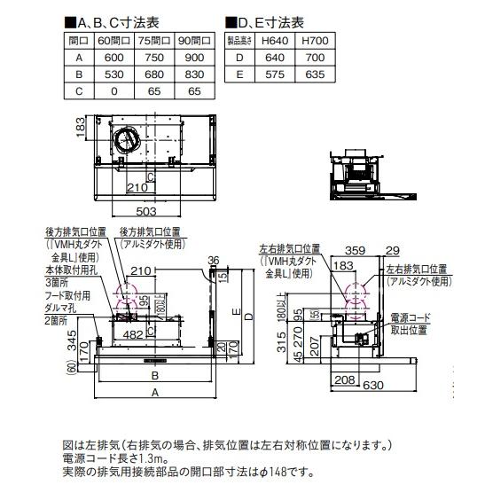 タカラスタンダード ホーローレンジフードVRAS W750ミリタイプ VRAS-E752ADL(R)N シロッコファン本体＋前面パネル 法人・個人事業主・店舗様限定販売。 : 住設コロシアム ...