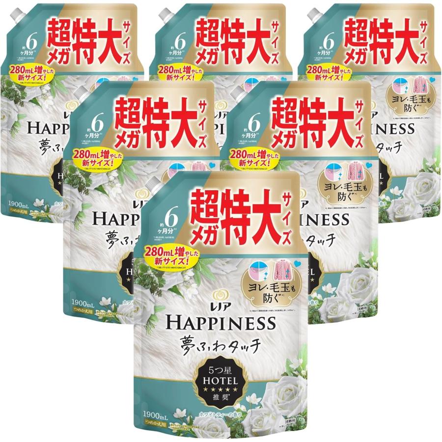 レノアハピネス 夢ふわタッチ ホワイトティー 柔軟剤 大容量 詰替え 1,900mL 6袋 : color - 通販 - Yahoo!ショッピング
