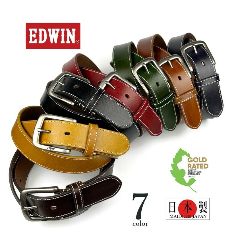 EDWIN エドウイン エドウィン 日本製 リアルレザー ステッチデザイン ベルト 3.4cm幅 0111173 【送料無料】【父の日】 : belt-0111173 : colorful ...