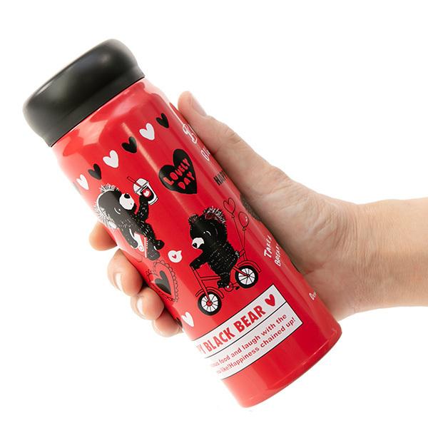 水筒 ミニ 480ml ステンレス HAPPY BLACK BEAR （ 保温 保冷 直飲み マグボトル マグ ボトル ステンレスボトル OHARASOU くま ） : お弁当グッズのカラフル ...