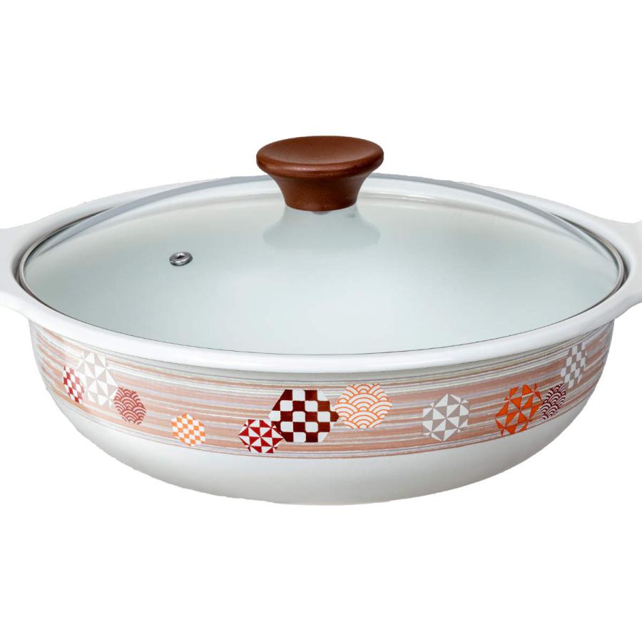 高木金属工業 季節鍋 27cm IH対応 ホーロー味わい鍋 花鼓 （ IH ガス火 対応 ホーロー鍋 鍋 卓上鍋 両手鍋 ホーロー 琺瑯 蓋付き ほうろう鍋 琺瑯鍋 27センチ 3〜4人用 ...