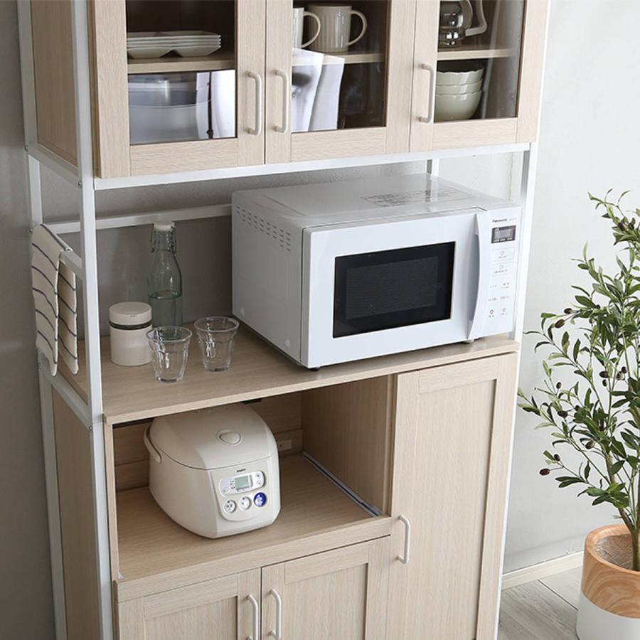 ホームテイスト（HOME taste） 食器棚 幅93.5cm ワイド ハイタイプ 北欧調 スチールフレーム （ レンジラック ラック キッチン 収納 ） : お弁当グッズのカラフルボックス ...