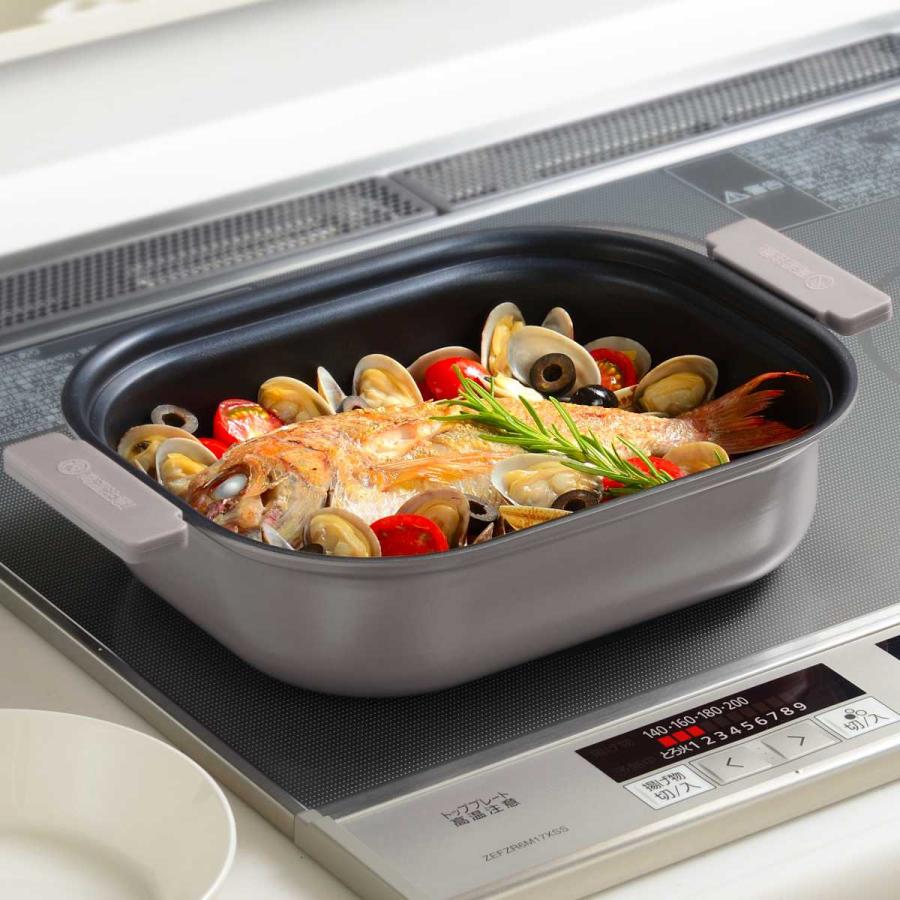 和平フレイズ 卓上鍋 18×23cm IH対応 クックタブ 両手鍋 テーブルポット （ ガス火対応 角型鍋 角型両手鍋 深型 ふっ素加工 フッ素加工 ガラス蓋付き ） : お弁当グッズの ...