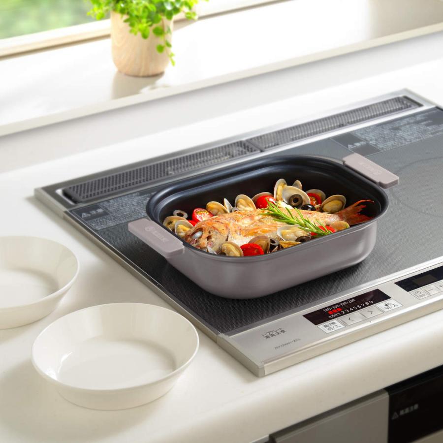 和平フレイズ 卓上鍋 18×23cm IH対応 クックタブ 両手鍋 テーブルポット （ ガス火対応 角型鍋 角型両手鍋 深型 ふっ素加工 フッ素加工 ガラス蓋付き ） : お弁当グッズの ...