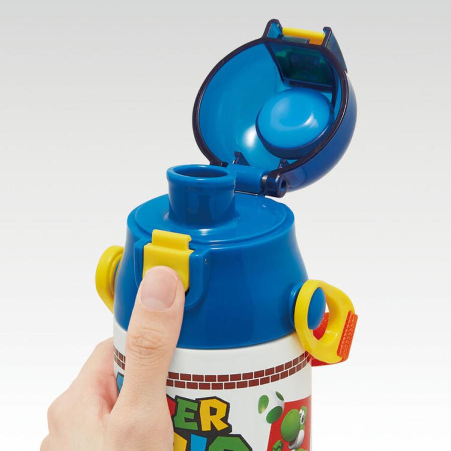 水筒 580ml 超軽量2WAYステンボトル スーパーマリオ23 （ マリオ 2way 直飲み コップ ステンレス 保温 保冷 ワンプッシュ ボトル コップ飲み ） :447199:お弁当 ...