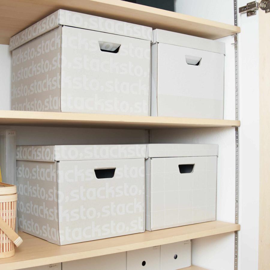 stacksto. 収納ボックス jawdrop ジョードロップ フタ付き クラフト （ 収納ケース 収納 ダンボール 段ボール 箱 蓋 前開き 可動式 A4サイズ 書類 おもちゃ 衣類 保管 ...