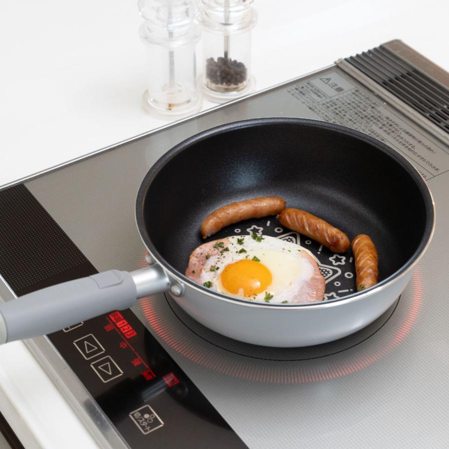 和平フレイズ いため鍋 21cm IH対応 にゃんこれ 深型フライパン （ ガス火対応 フライパン 片手鍋 炒め鍋 深型 ふっ素加工 PFOAフリー 軽い ） : お弁当グッズのカラフル ...