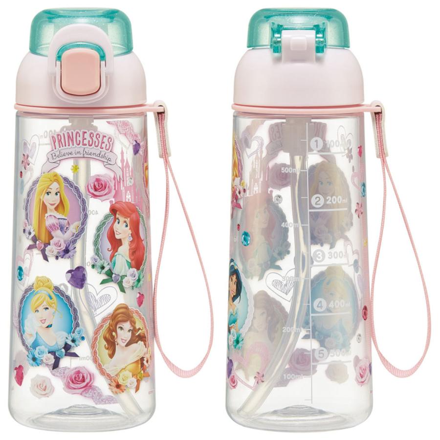 水筒 630ml ワンプッシュストローボトル プリンセス （ ディズニープリンセス 子供用 プラスチック ストローボトル クリア ワンタッチ ） : 473585 : お弁当グッズのカラフル ...