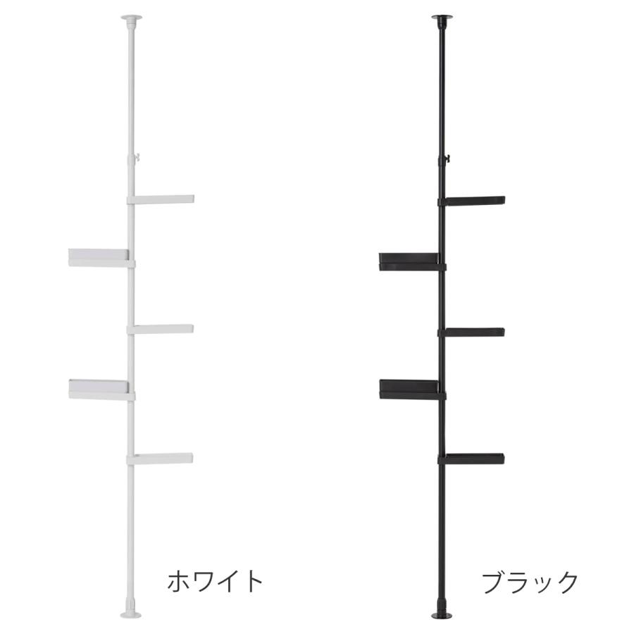突っ張り スリムラック 深型トレイ付き 高さ200〜275cm （ 突っ張りラック スリム 収納 突っ張り棒 隙間収納 つっぱり ホワイト ブラック すき間 隙間 ） : お弁当グッズの ...
