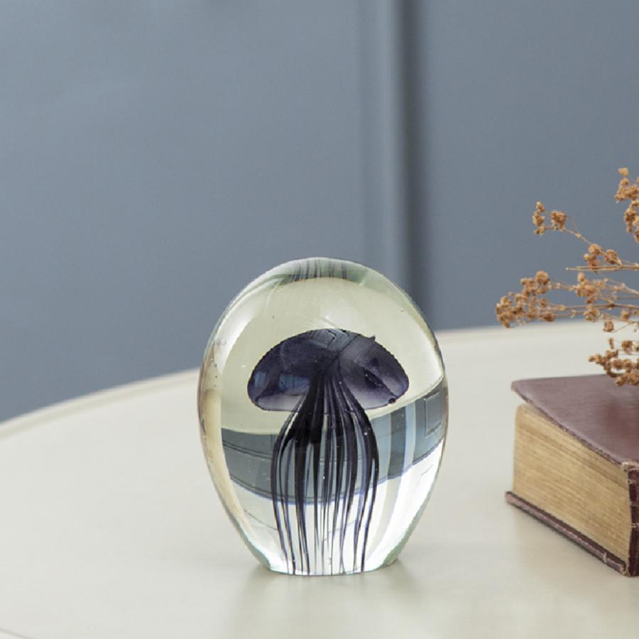 藤栄 ガラスインテリアオブジェ（Glass interior objects） クラゲ M パープル （ ガラス オブジェ 置き物 くらげ Mサイズ ガラス細工 玄関 ） : お弁当グッズの ...