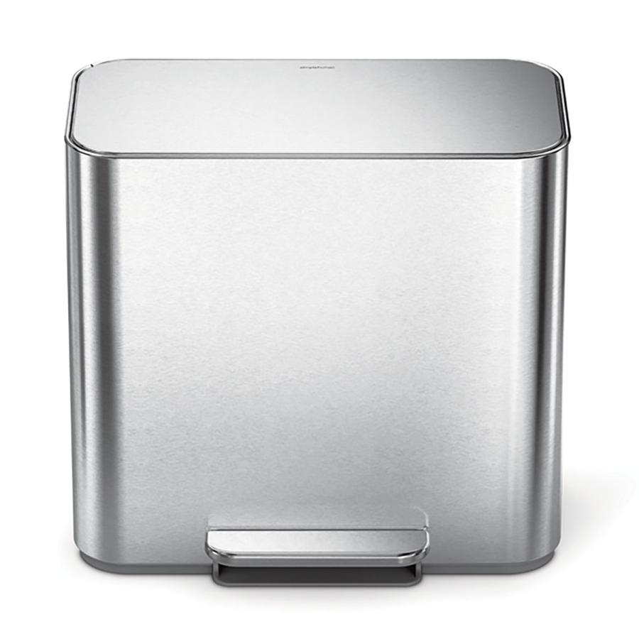 simplehuman ゴミ箱 15L 正規品 ミニリサイクラー ステップカン シルバー （ ごみ箱 15リットル シンプルヒューマン 分別 静か ステンレス メーカー保証付き ） : お弁当 ...