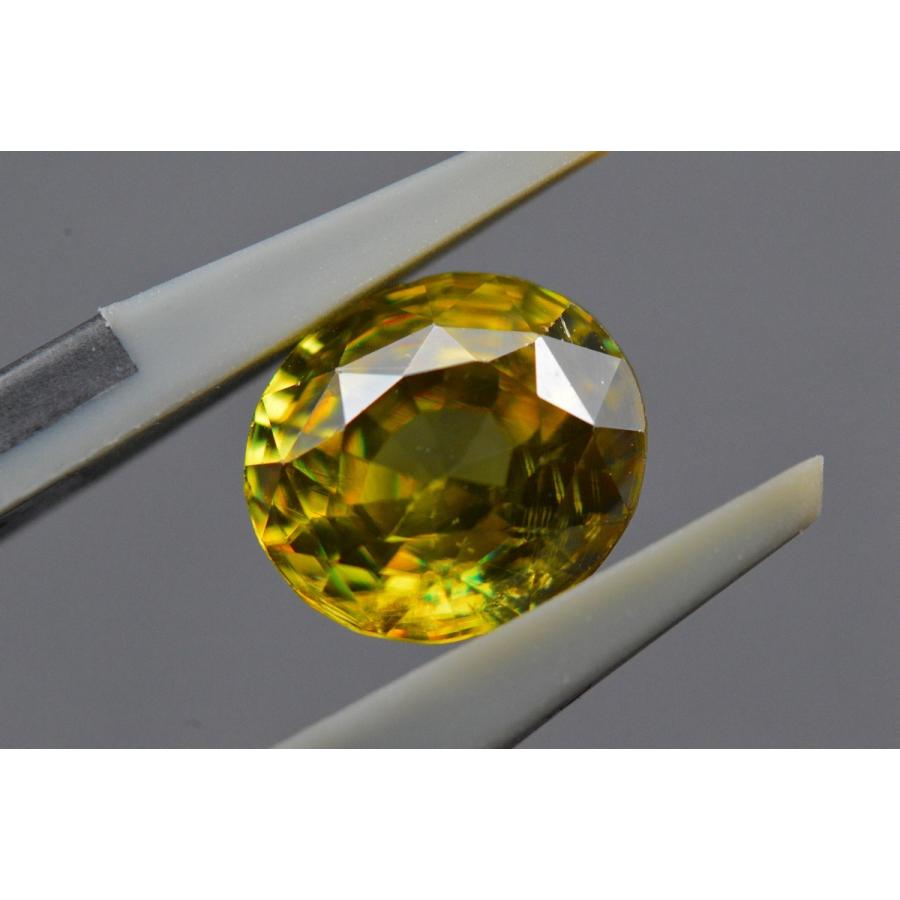 天然スフェーン【グリーンイエロー】ルース 2.305ct オーバル CGLソーティング 宝石 ジュエリー 製品制作 楔石 WC-074S ...