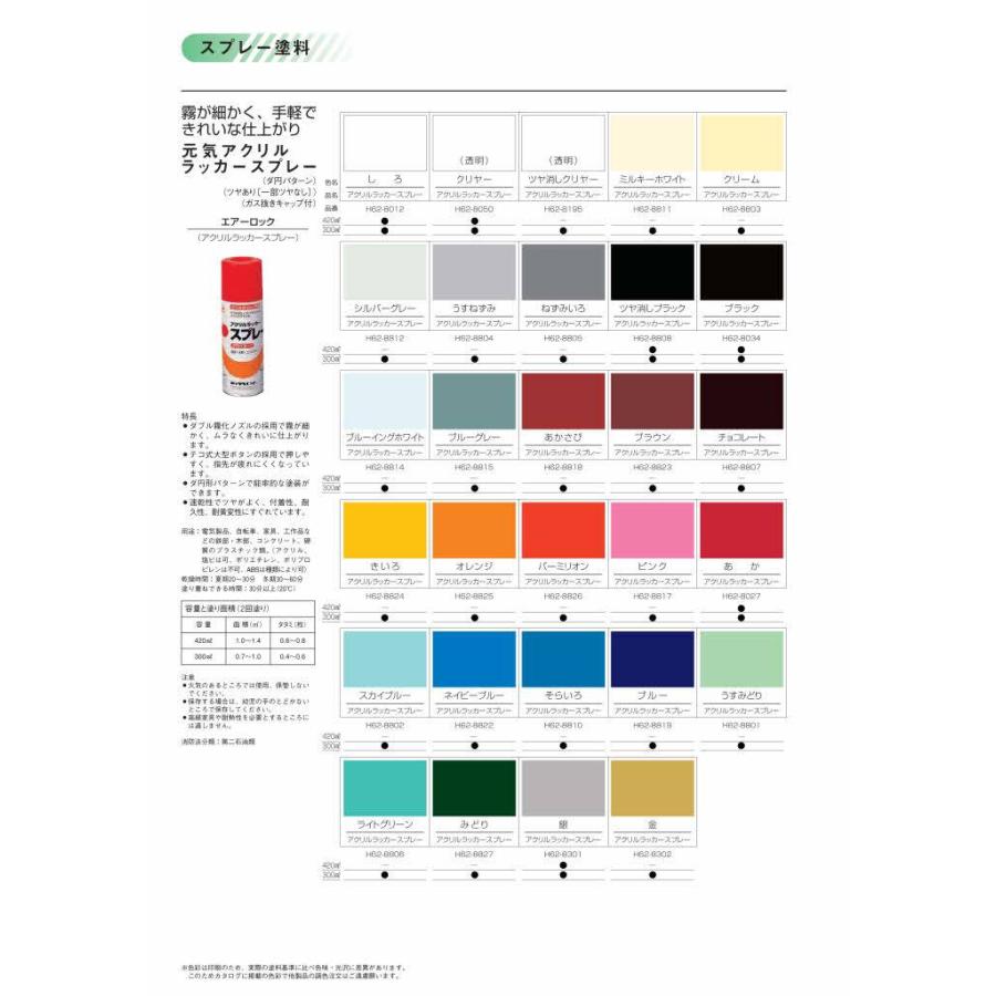 ロックペイント エアーロック 元気アクリルラッカースプレー 銀 300ml 48本入 H62−8301（ダ円パターン） :062-8301-6448:カラートリム - 通販 - Yahoo ...