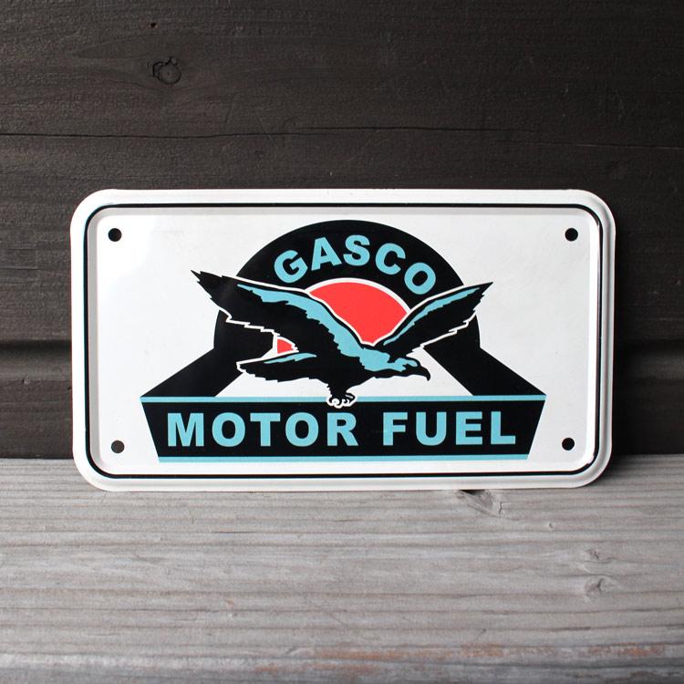 バイクナンバープレート型CMプレート GASCO MOTOR FUEL 縦10×横18cm インテリア ミニ看板 アメリカン雑貨 ...