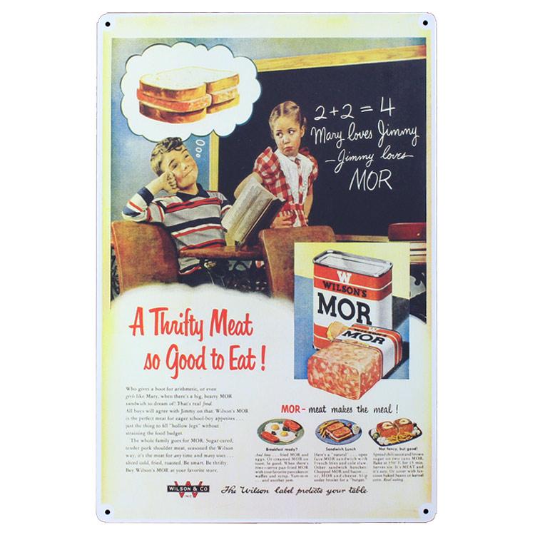 レトロブリキ看板 広告デザイン WILSONS MOR ポーク缶 縦45cm×横30cm スチール製 : アメリカン雑貨COLOUR Yahoo!店 - 通販 - Yahoo!ショッピング