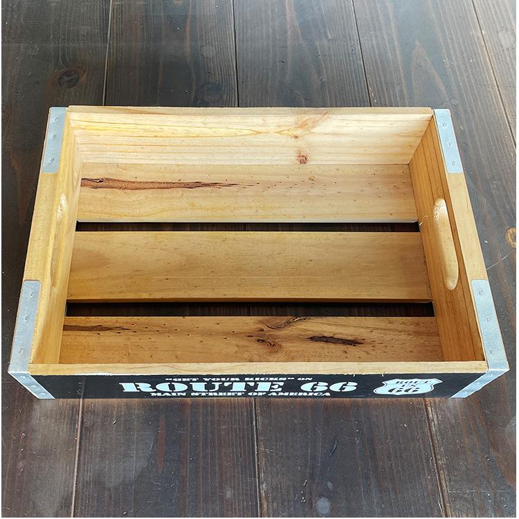 ウッドクレート Route 66 ルート66 H10.5×W45×D30cm 木箱 インテリア収納 アメリカ雑貨 : アメリカン雑貨COLOUR Yahoo!店 - 通販 - Yahoo!ショッピング