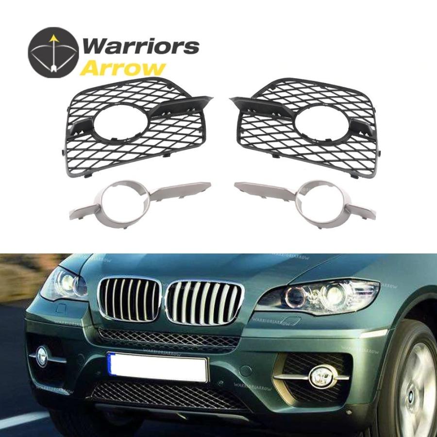 フロントグリル メッシュ BMW X6 E71 E72 Hyb 2008年から2014年 フロント バンパー フォグ ランプ+トリム ...