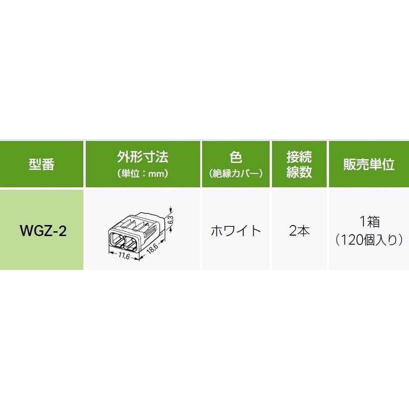 ワゴジャパン(WAGO) 差込み透明コネクター 色：ホワイト/接続線数：2本/1箱(120個入り) WGZ-2 : 照明器具のCOMFORT - 通販 - Yahoo!ショッピング