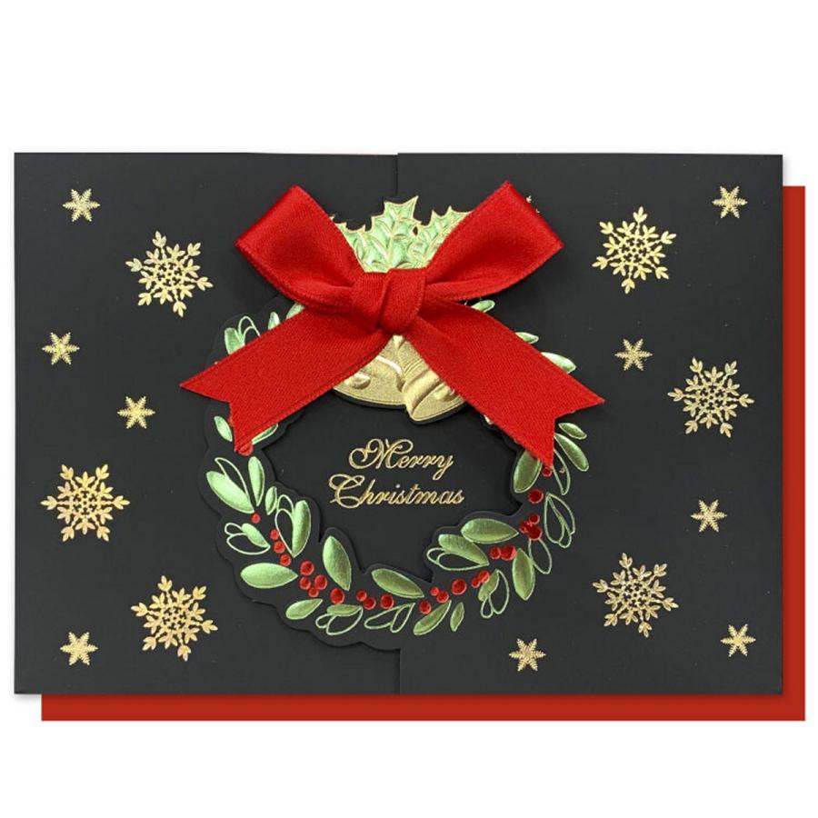 グリーティングカード レッドリボン クリスマスリース イタリア クリスマスカード CMGI-522 : 雑貨屋カンフィ - 通販 - Yahoo!ショッピング