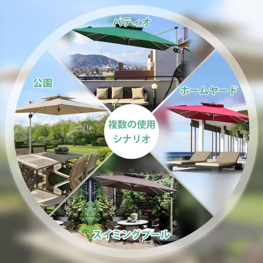 MAYAMI-Home パラソル ガーデンパラソル 220/250cm 風に強い 長方形 大型 360°角度調節 家庭での使用 商業利用（傘 : comfyfactory家具家電ショップ ...