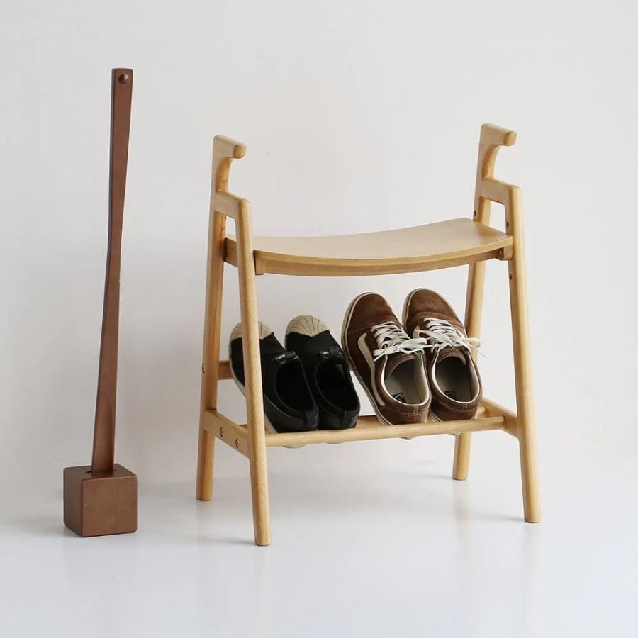 ICHIBA 玄関ベンチ 玄関椅子 ILC-3734 NA BR アームベンチ Arm Bench crest コンパクト スリム 手すり チェア 収納 ブラウン ナチュラル 木製 立ち上がり ...