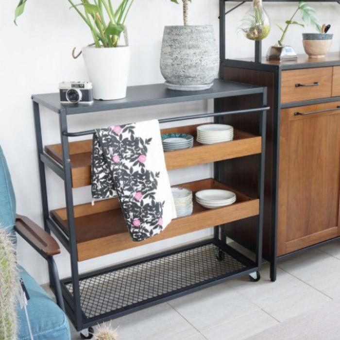 ワゴンラック ワゴン ラック シェルフ 収納 キッチンワゴン anthem 幅42cm 高さ90cm キャスター付き 引き出し ANW-2838 市場 天然木 木製 スチール :ANW ...