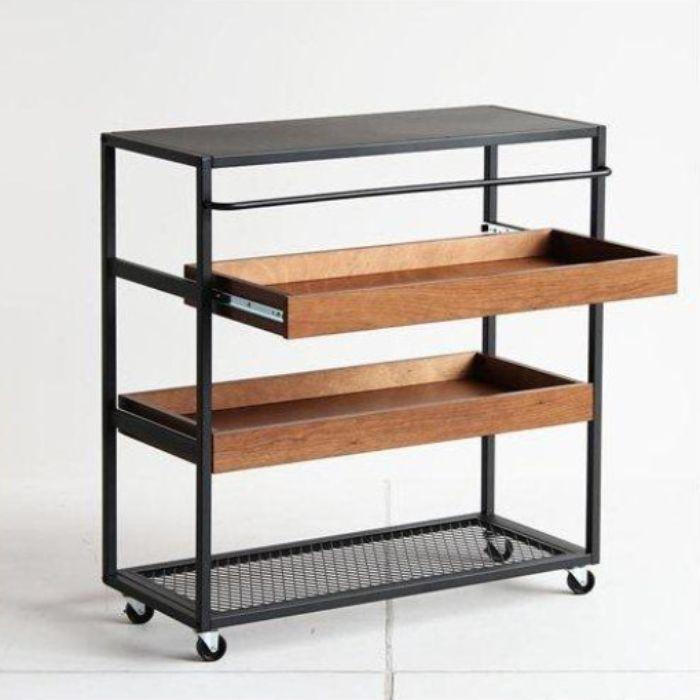 ワゴンラック ワゴン ラック シェルフ 収納 キッチンワゴン anthem 幅42cm 高さ90cm キャスター付き 引き出し ANW-2838 市場 天然木 木製 スチール :ANW ...