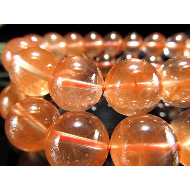 オレンジラビットファークォーツ ブレスレット 約9mm-9.5mm×21珠前後 ふんわりオレンジカラー 透明感抜群 日常の金回りを良くする石 ...
