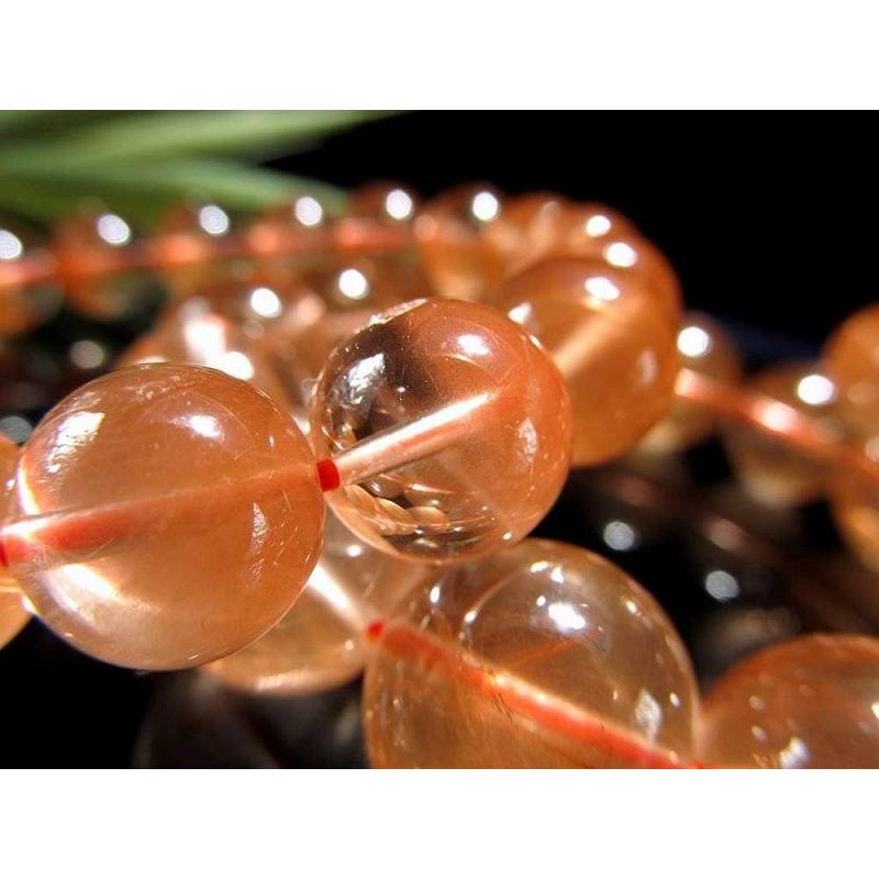 オレンジラビットファークォーツ ブレスレット 約9mm-9.5mm×21珠前後 ふんわりオレンジカラー 透明感抜群 日常の金回りを良くする石 ...