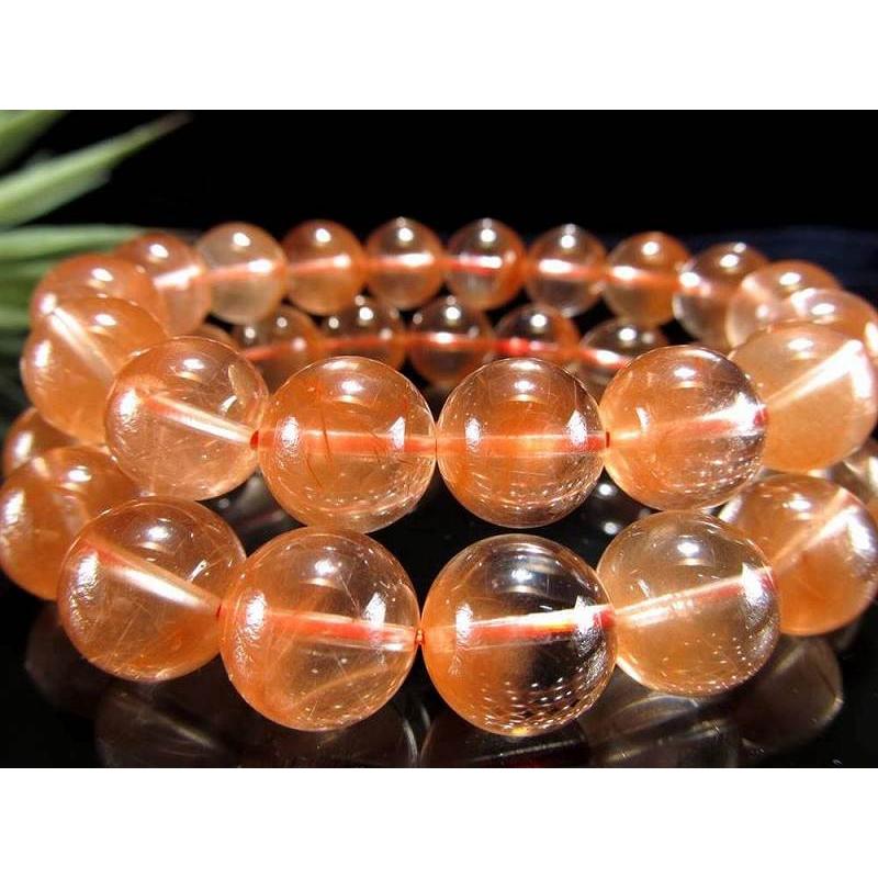 オレンジラビットファークォーツ ブレスレット 約9mm-9.5mm×21珠前後 ふんわりオレンジカラー 透明感抜群 日常の金回りを良くする石 ...