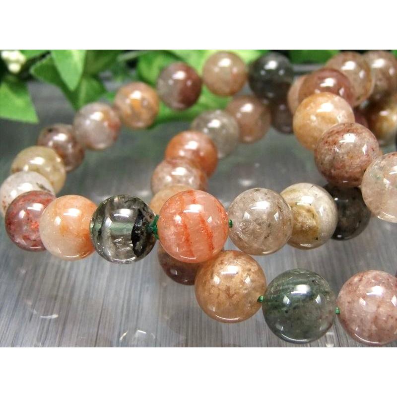 秋色グラデーション 大珠 千層ガーデンファントムクォーツ ブレスレット 12.5mm-13mm×16珠前後 幾重にも入った神秘のストライプ模様 パワーストーン : パワーストーン 天然石 ...
