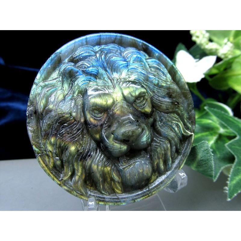 鮮やかシラー ラブラドライト ライオン 彫刻置物 1個売り 重さ約35g-60g 繊細な天然石彫刻置物 くっきり美麗レインボーシラー : パワーストーン 天然石 ComRose - 通販 ...