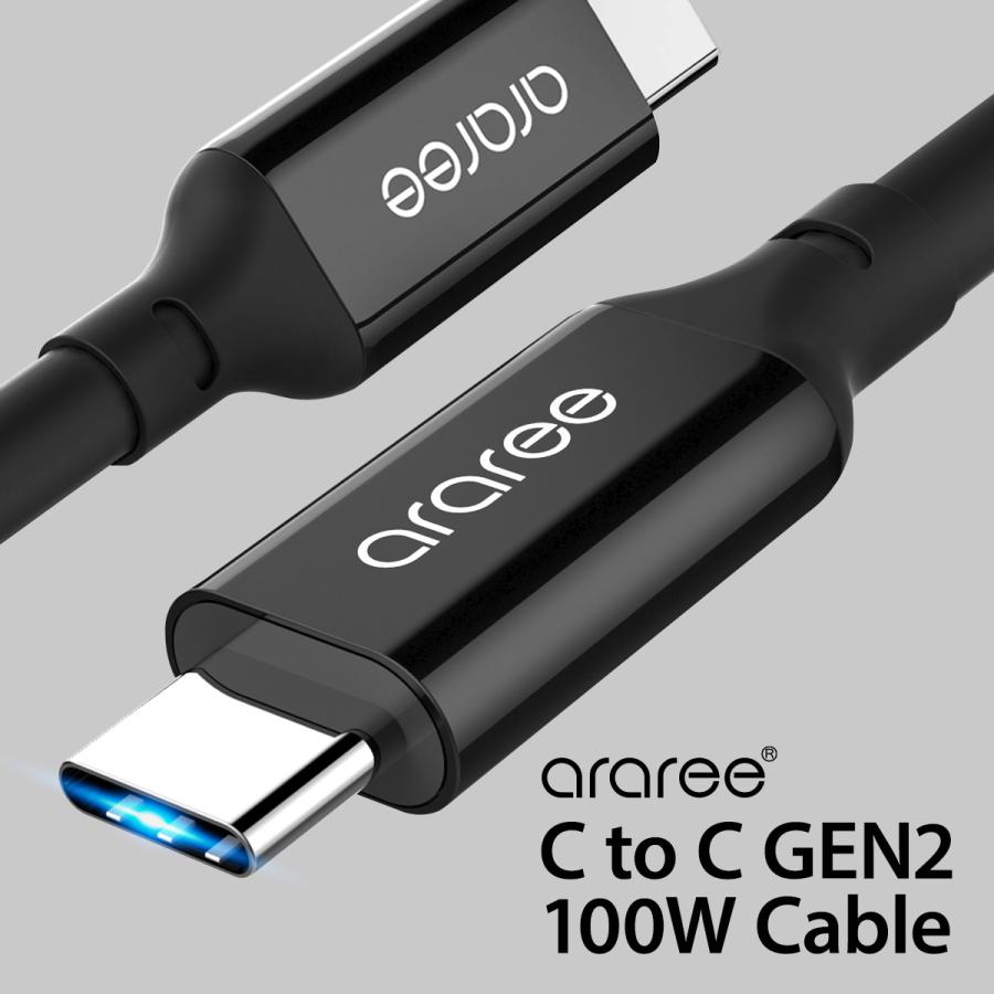 araree USB Type C CtoC ケーブル 100cm 急速充電 映像出力 対応 高耐久 1m 充電ケーブル eMarker 内蔵 高速データ転送 USBケーブル to GEN2 ...