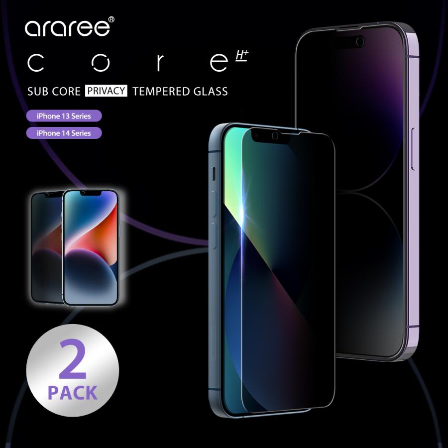 araree iPhone14 Plus / iPhone13 Pro Max ガラスフィルム ( 2枚 入 ) 9H 強化ガラス 覗き見 指紋 気泡 傷 防止 フィルム ...