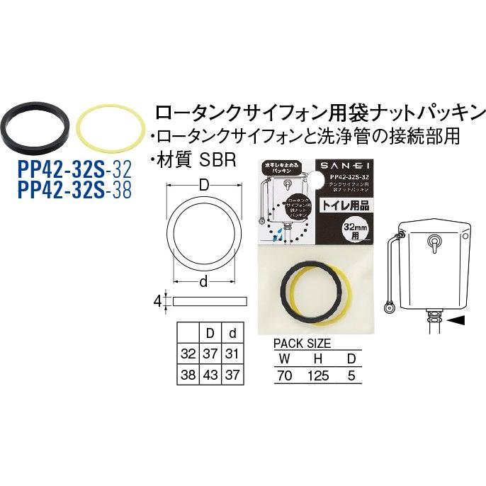 ロータンクサイフォン用袋ナットパッキン PP42-32S-32 [30714214] SANEI 三栄水栓製作所 : コンパネ屋 Yahoo!ショップ - 通販 - Yahoo!ショッピング