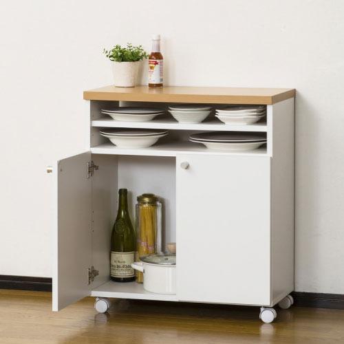 食器棚・収納棚 スマートワゴン60 KD ホワイト [4954877213024] W60×D32.5×H69cm キッチン・ダイニング 組立式 クロシオ メーカー直送 ...