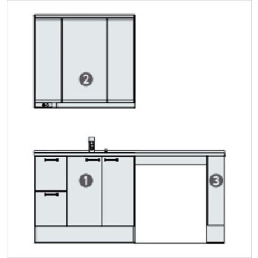 Panasonic 洗面化粧台 シーライン パナソニック [GC-170B] 幅1700 セットプラン ブラックオーク柄 受注生産品 ...