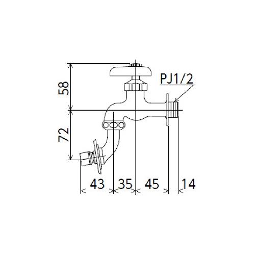 洗濯機用水栓 横水栓 ツバ付ワンタッチノズル付 KVK [K3BNZ] 寒冷地用 逆止弁なし 固定こま 水栓金具 :k3bnz:コンパネ屋 Yahoo!ショップ - 通販 - Yahoo!ショッピング