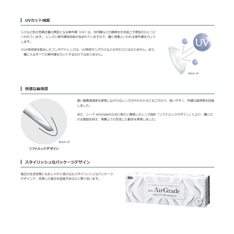 シード コンタクトレンズ 1DAY エアグレード ワンデー UV Wモイスチャー (30枚入り) 8箱セット 30200BZX00117A04 一日使い捨て : コンタクトコゾウ - 通販 ...