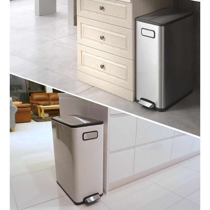 EKO エコフライ ステップビン 20L＋20L 分別 ペダル式 ゴミ箱 両開き キャスター付き イーケーオー シルバー EK9377 大容量 静音 ダストボックス ふた付き :eko ...
