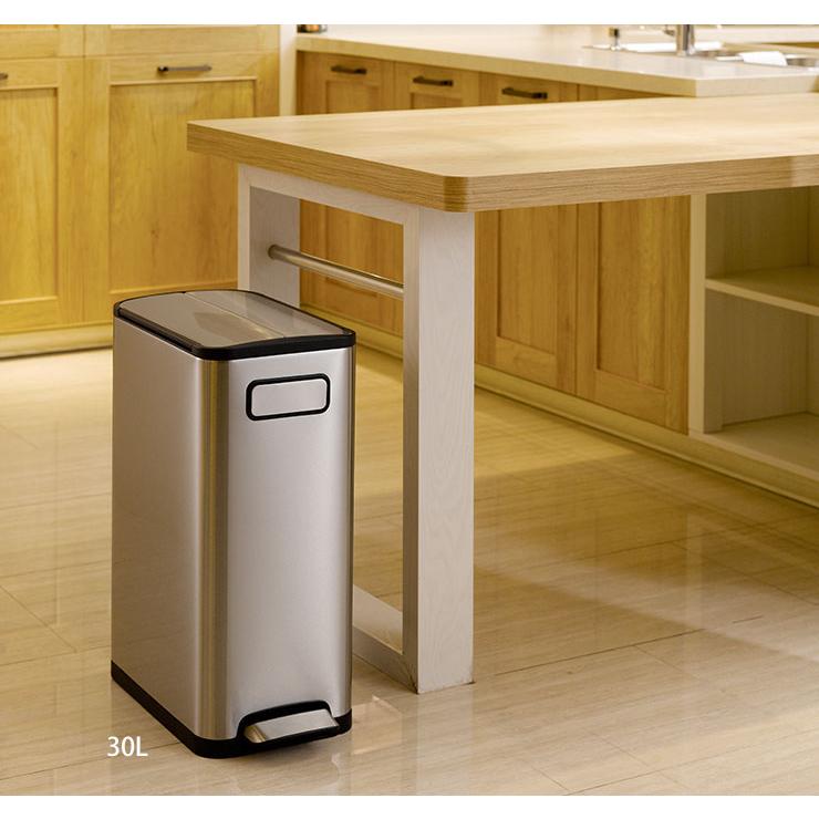 EKO エコフライ ステップビン 30L ペダル式 ゴミ箱 両開き キャスター付き イーケーオー シルバー EK9377 静音 ダストボックス ふた付き ペダル ステンレス : クッキン ...